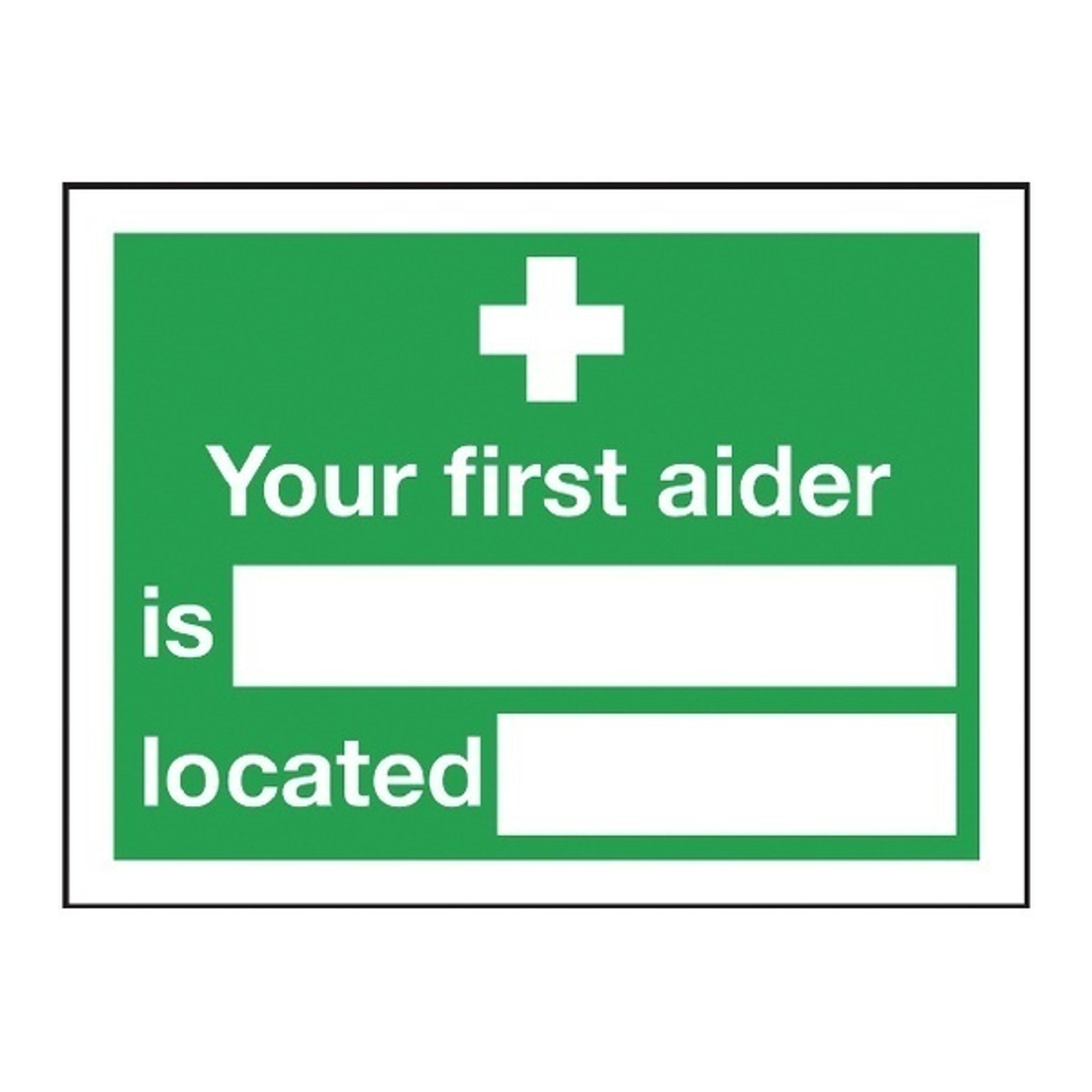 Your First Aider Sign 150 x 200mm S/A | DRY71214 | Findel Dryad